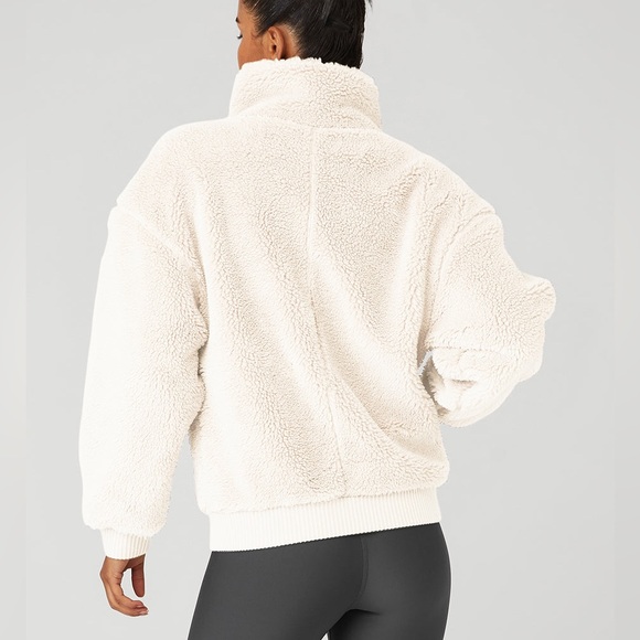 ALO Yoga | Jackets & Coats | Alo Yoga Sherpa Varsity Jacket In Ivory ...
